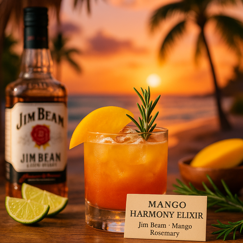 Mango Harmony Elixir, Mango Harmony Elixir with Jim Beam whiskey and exotic sweetness