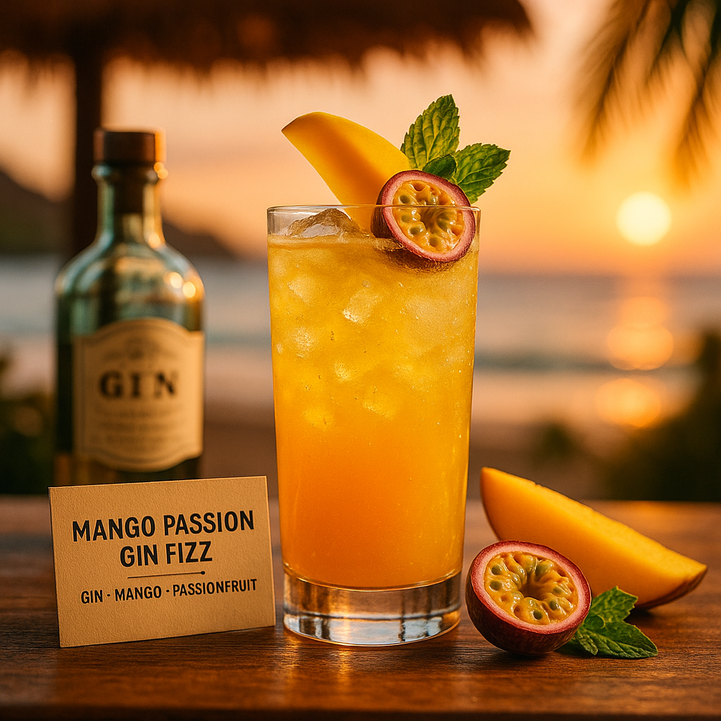 Mango Passion Gin Fizz, Vibrant fusion of gin, mango, Redbull, and ...