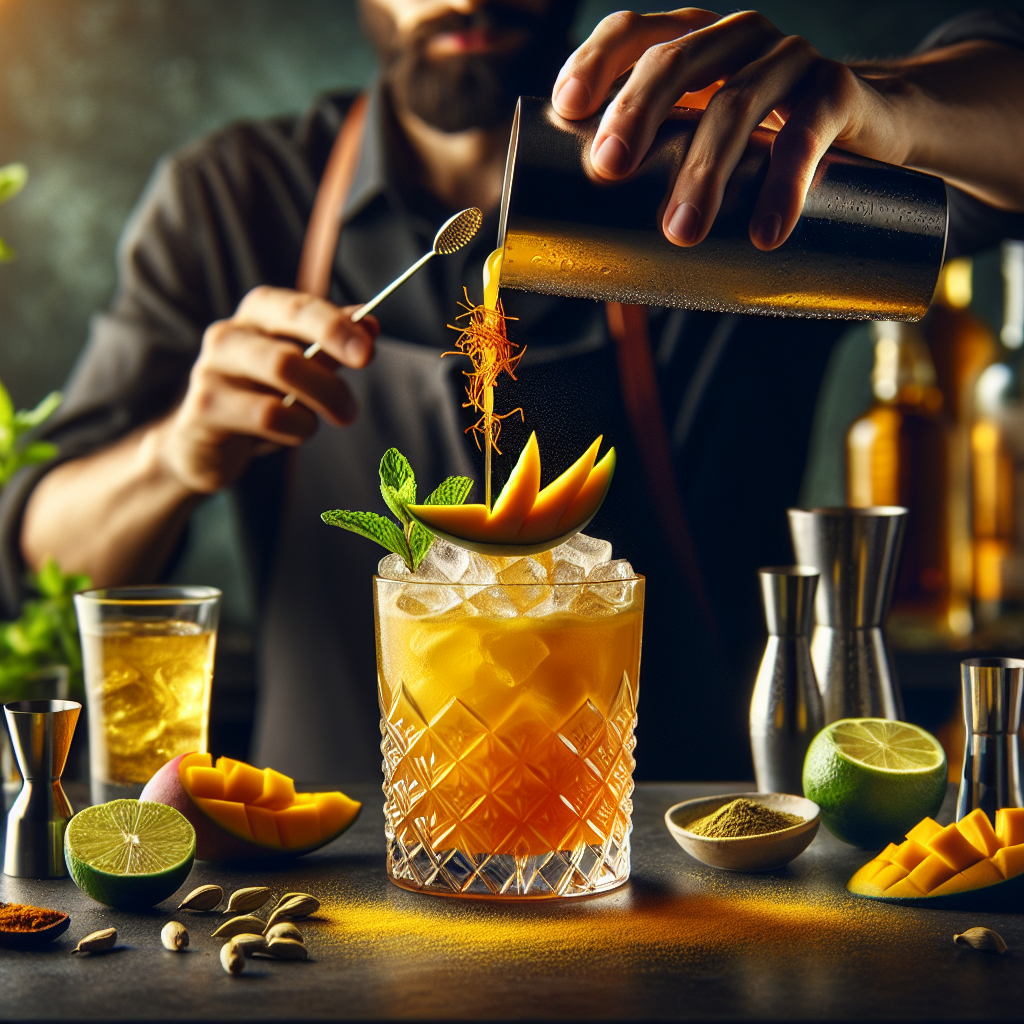Mango Saffron Royale, Exotic cocktail with mango, saffron, and Indian ...