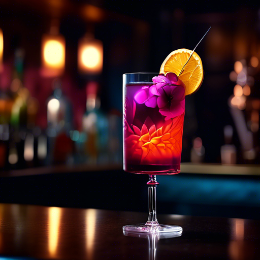 Midnight Blossom, Elegant bourbon cocktail with maraschino and citrus notes