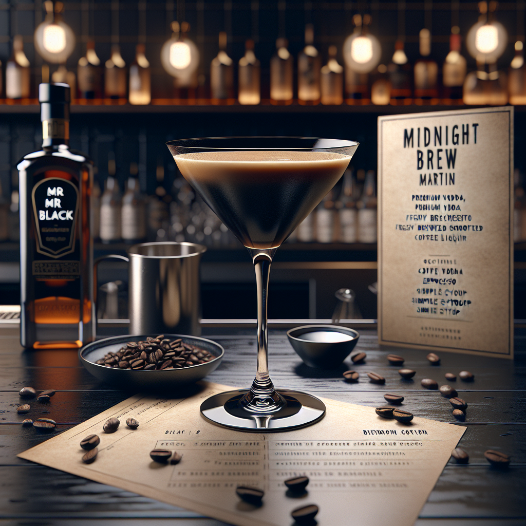 Midnight Brew Martini, Captivating blend of espresso, vodka, and coffee liqueur