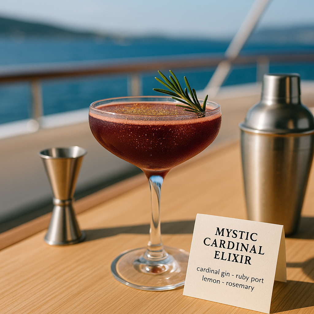 Mystic Cardinal Elixir, Mesmerizing cocktail for magic show enchantment
