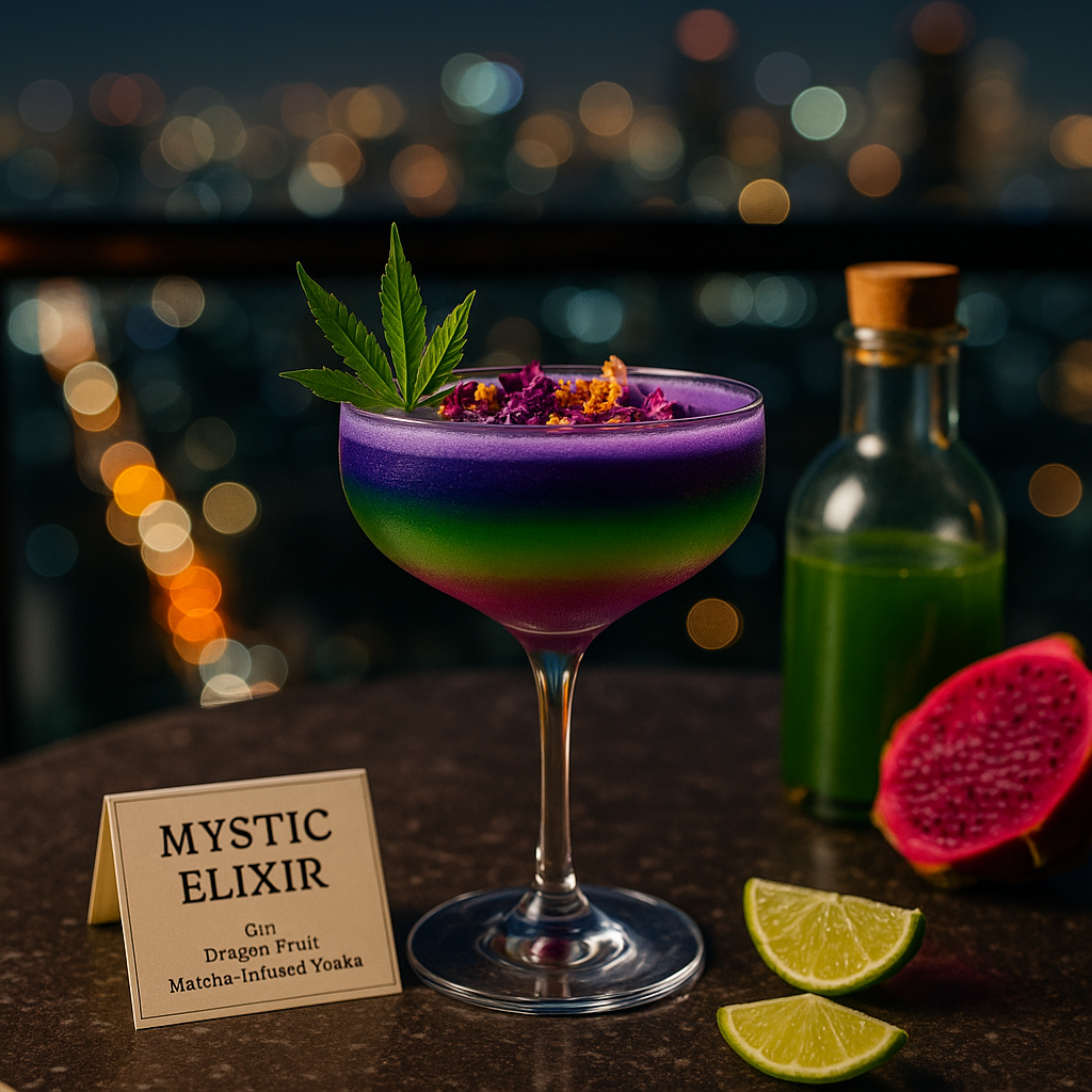 Mystic Elixir, Enchanting witchcraft-themed cocktail with vibrant ...