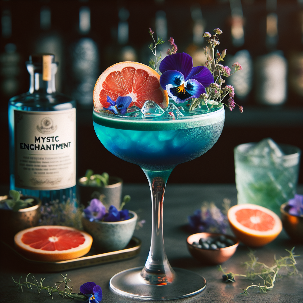 Mystic Enchantment, Vibrant, sophisticated cocktail with botanicals and ...