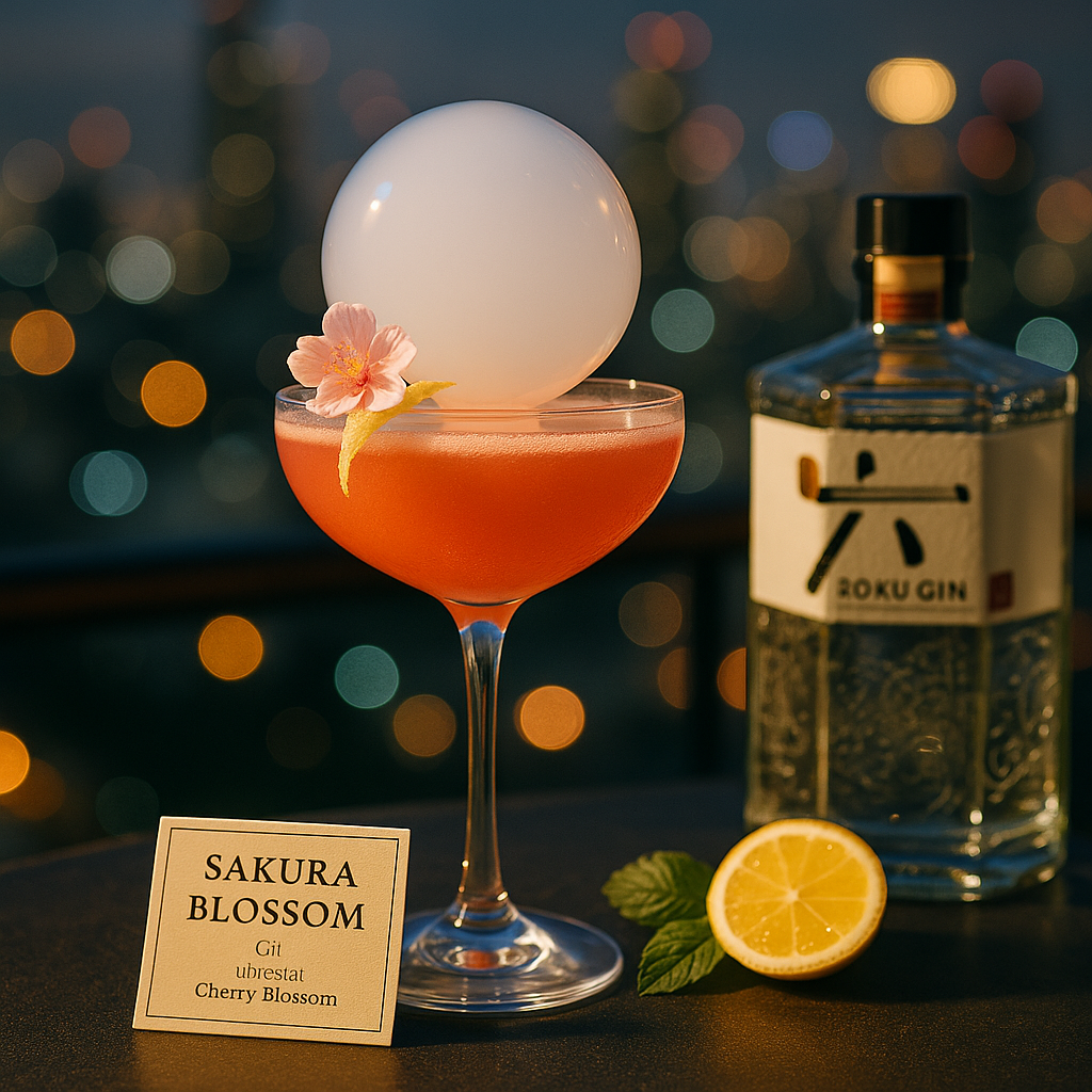 Mystic Sakura, Enchanting gin cocktail with cherry blossoms and umeshu