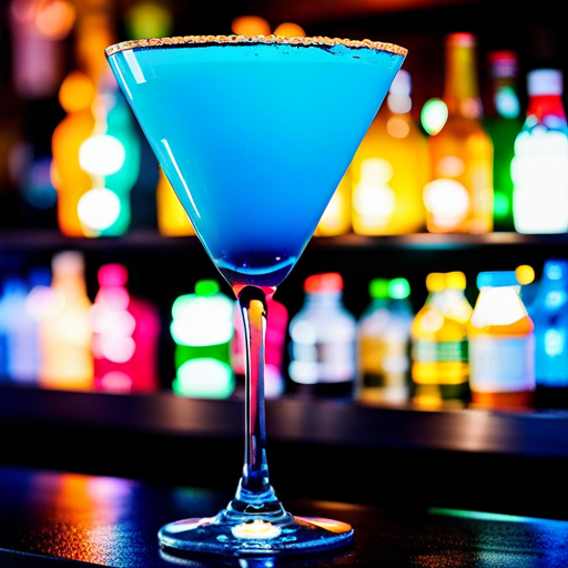 Neon Frostbite, Zesty, effervescent, cyberpunk-inspired cocktail