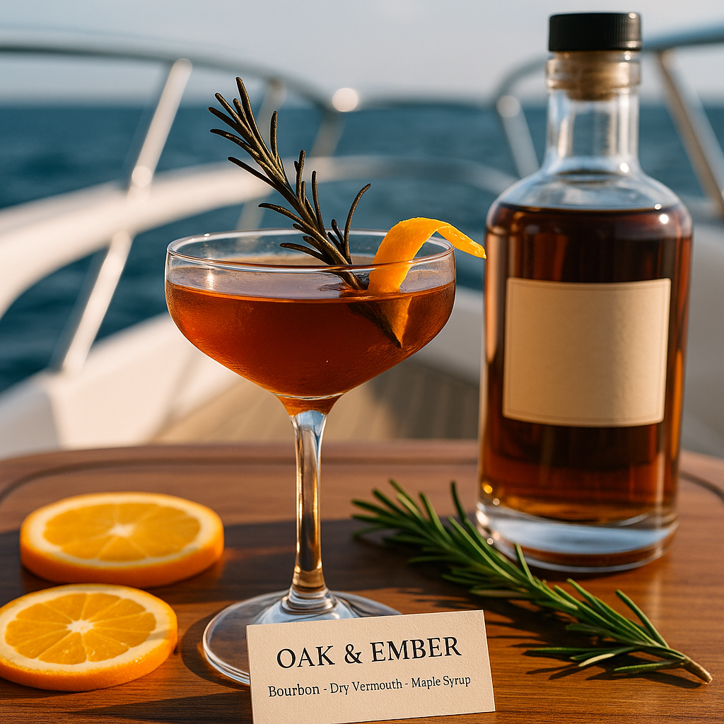 Oak & Ember, Sophisticated cocktail with high-rye bourbon and smoky ...