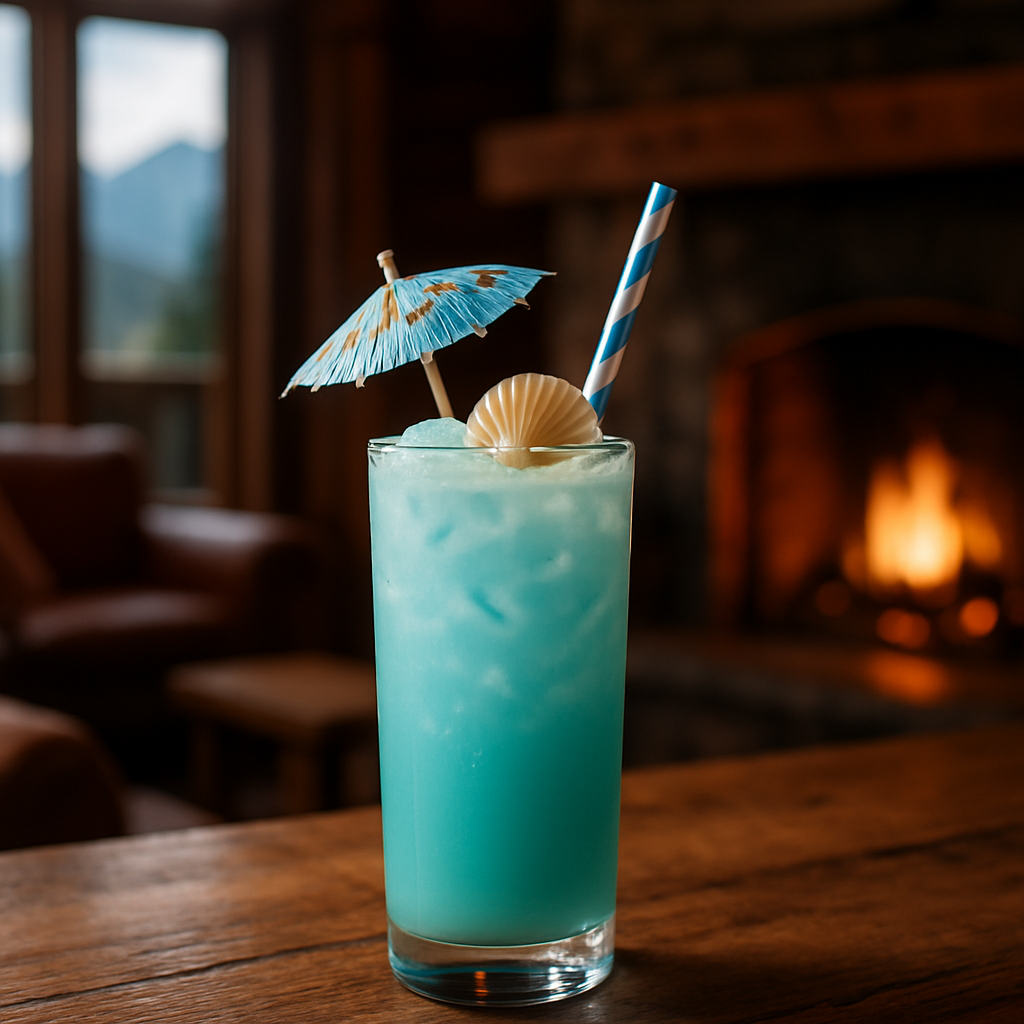 Ocean Whisper, Tranquil blue cocktail inspired by the ocean