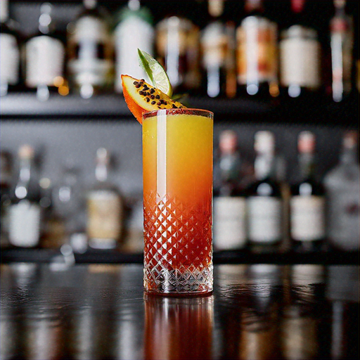 Passion Blaze, Fiery tropical cocktail with passion fruit and chili