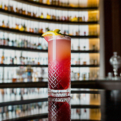 Pink Sunset Rum, Vibrant tropical cocktail with floral notes