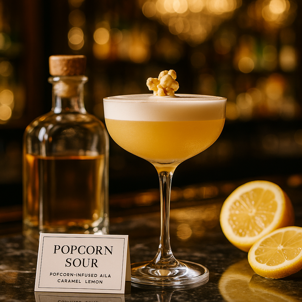 Popcorn Aila Fizz, Whimsical fusion of Nepalese Aila and buttery ...