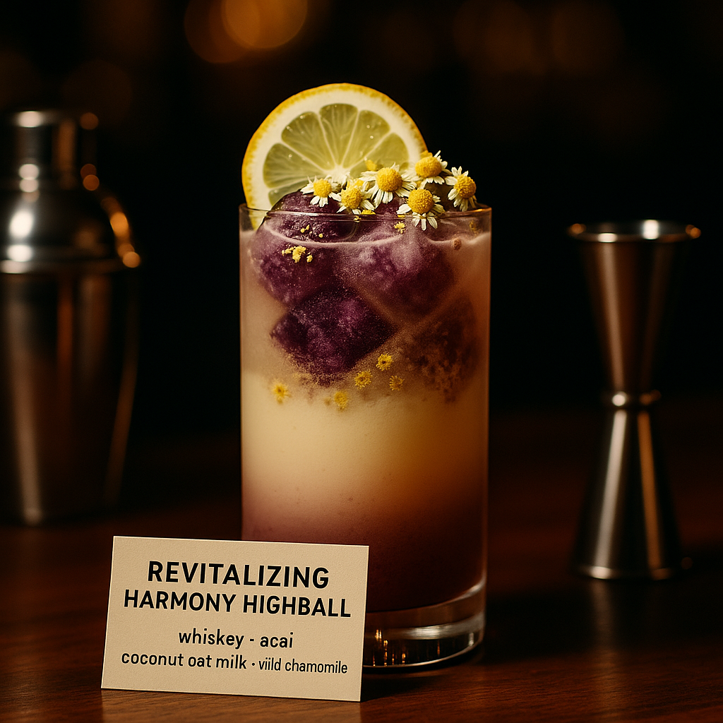 Revitalizing Harmony Highball, Harmonious superfood cocktail with acai ...