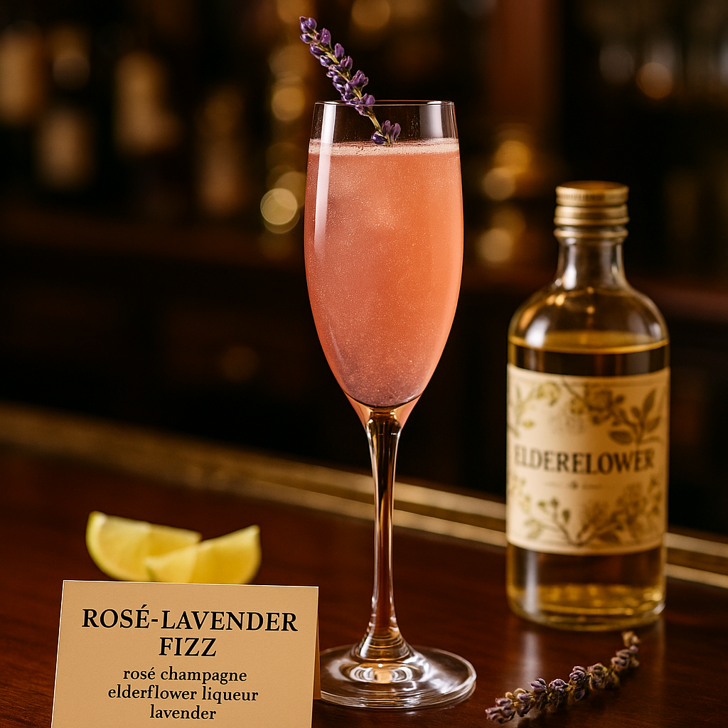 Rosé-Lavender Fizz, Delicate, aromatic cocktail with floral and ...