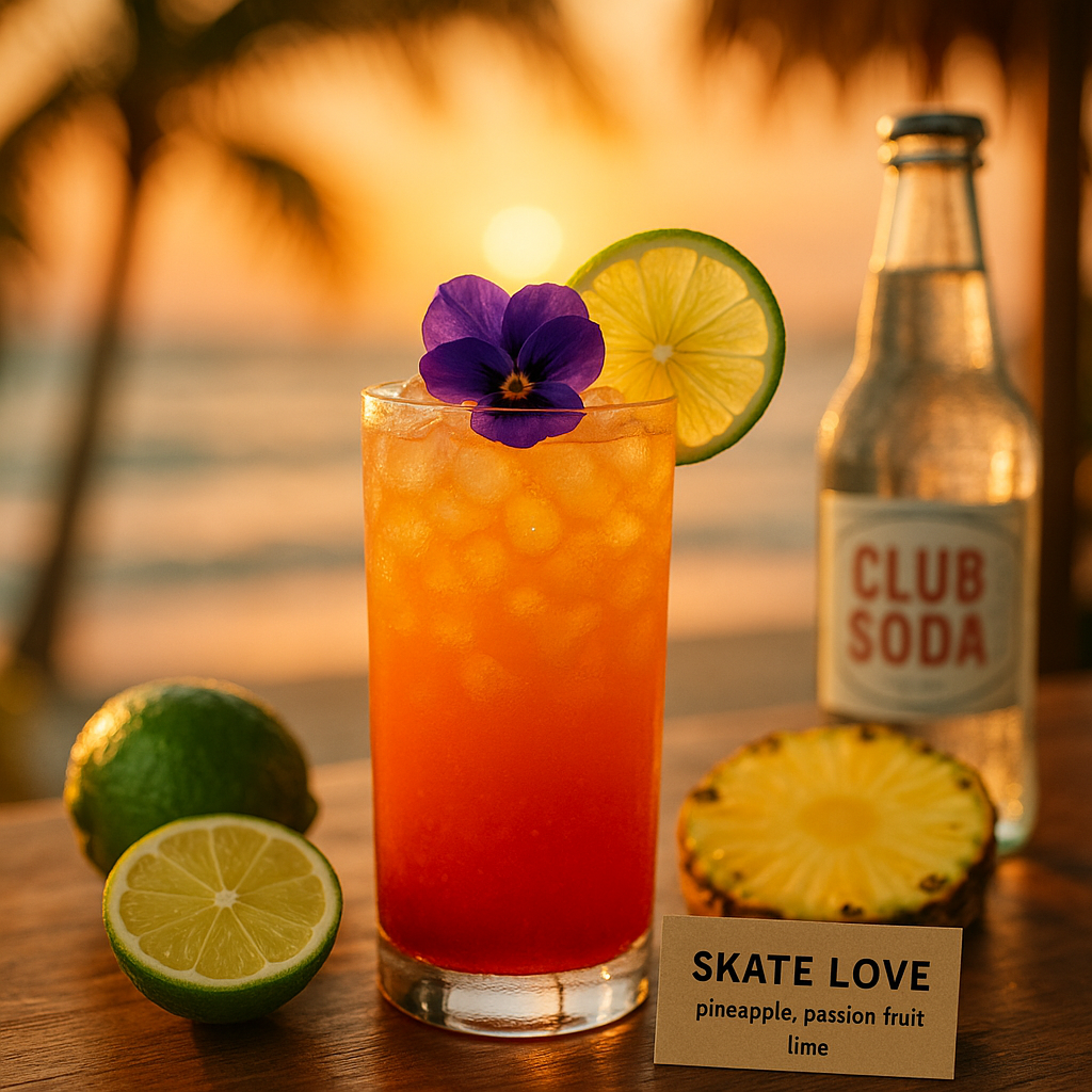 Skate Love, Vibrant, fruity mocktail inspired by roller skating