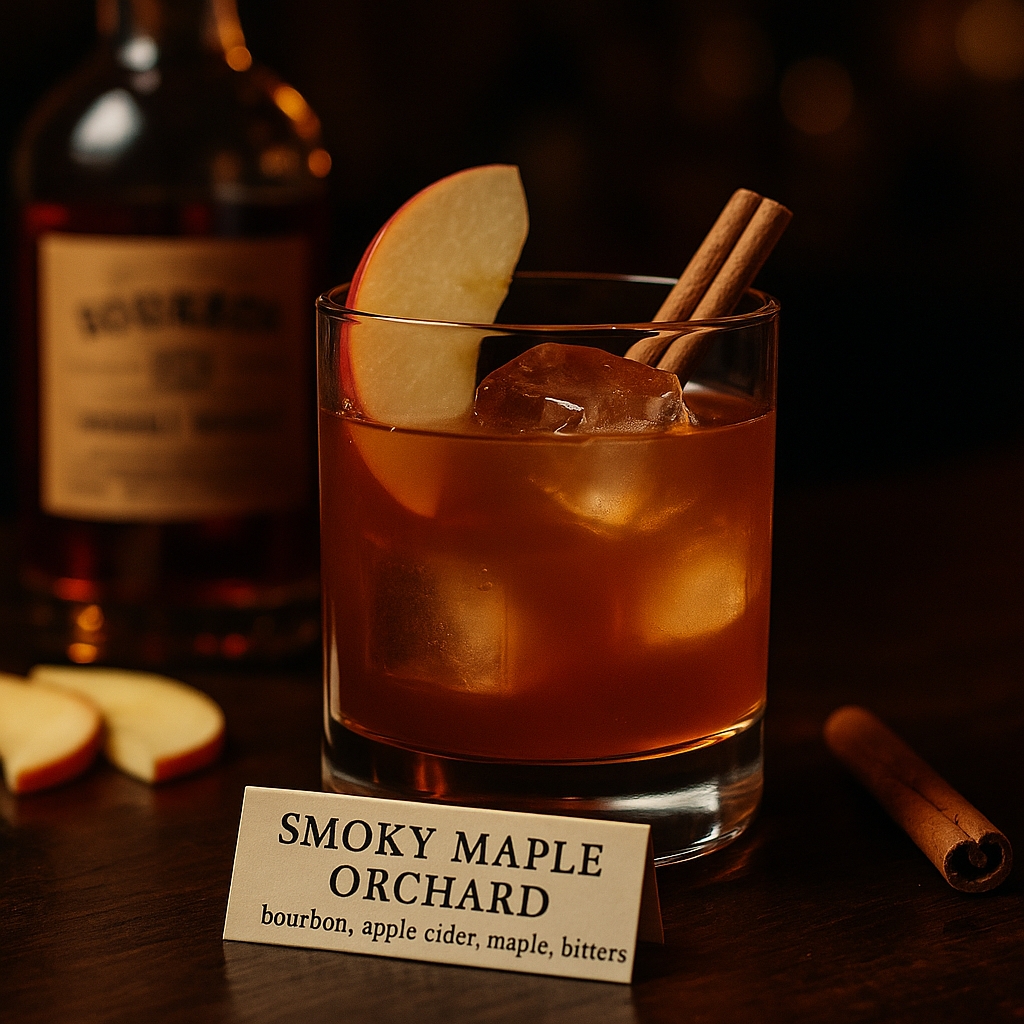 Smoky Maple Orchard, Rich fall cocktail with bourbon, apple, maple, and ...