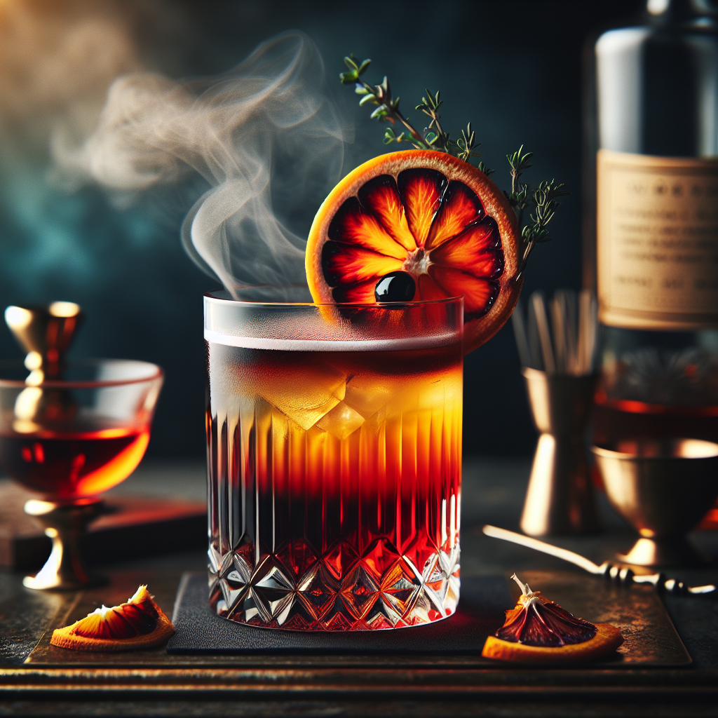 Smoky Maple Sunrise, Smoky Maple Sunrise cocktail with mezcal, blood ...