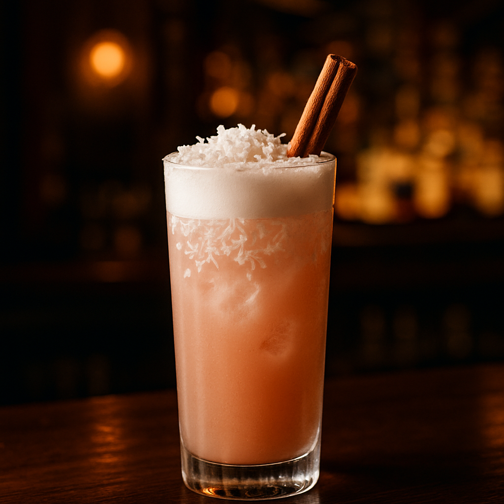 Snowdrift Elixir, Winter cocktail with spiced rum, pear liqueur, and ...