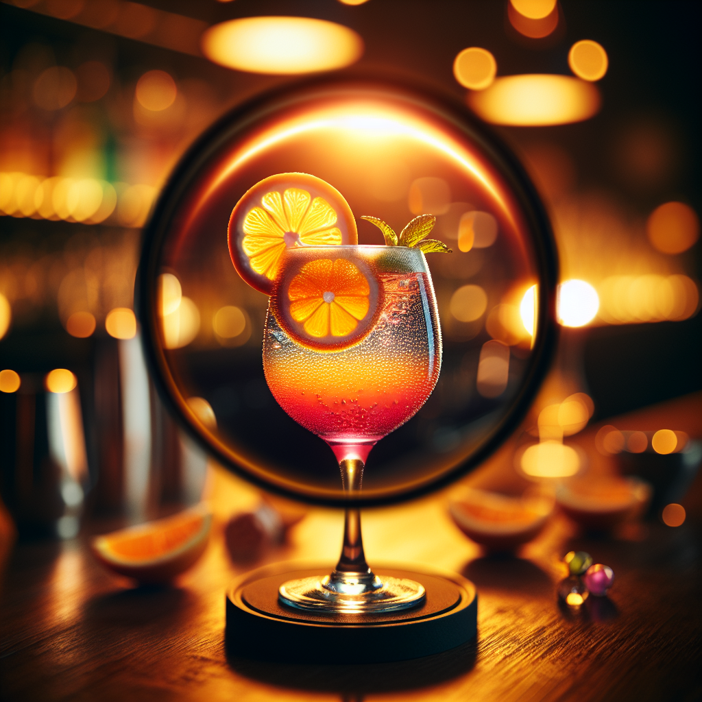 Solar Flare Fizz, Vibrant citrus and tropical cocktail with effervescence