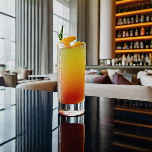 Solar Flare, Vibrant, zesty cocktail with citrus and ginger flavors