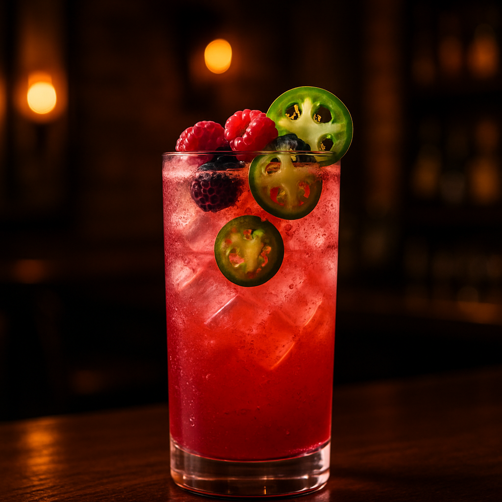 Spiced Berry Gin Fizz, Spicy, fruity gin cocktail with a kick