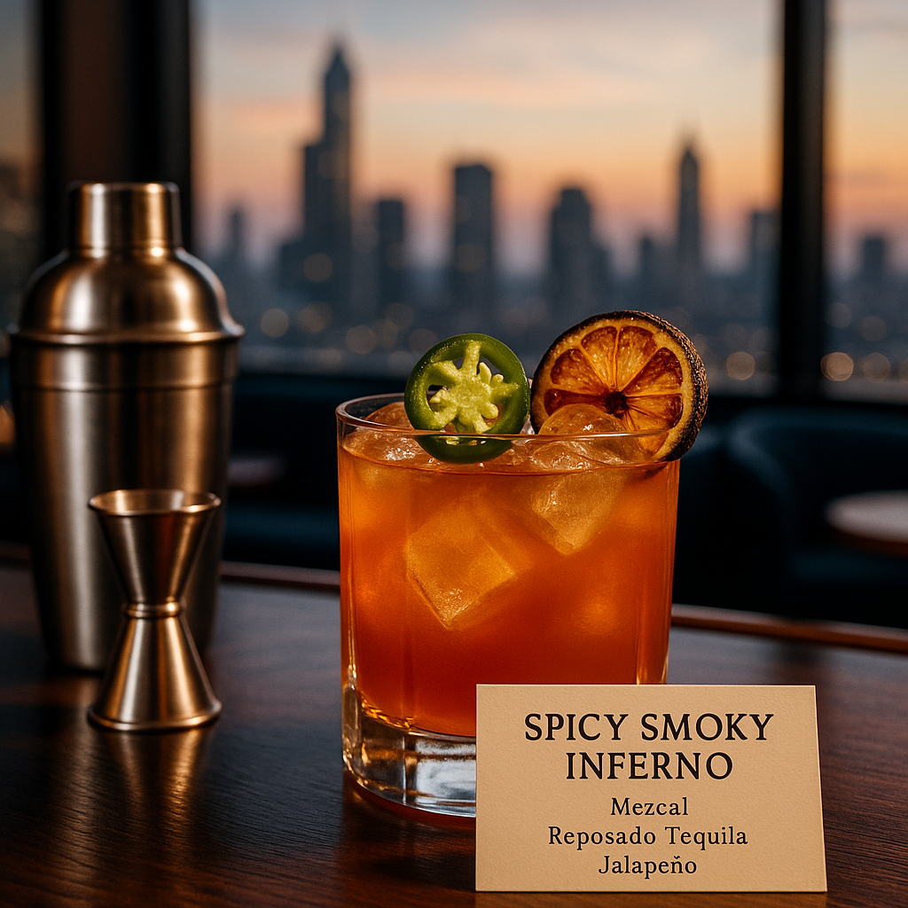 Spicy Smoky Inferno, Bold cocktail with smoky undertone and fiery ...