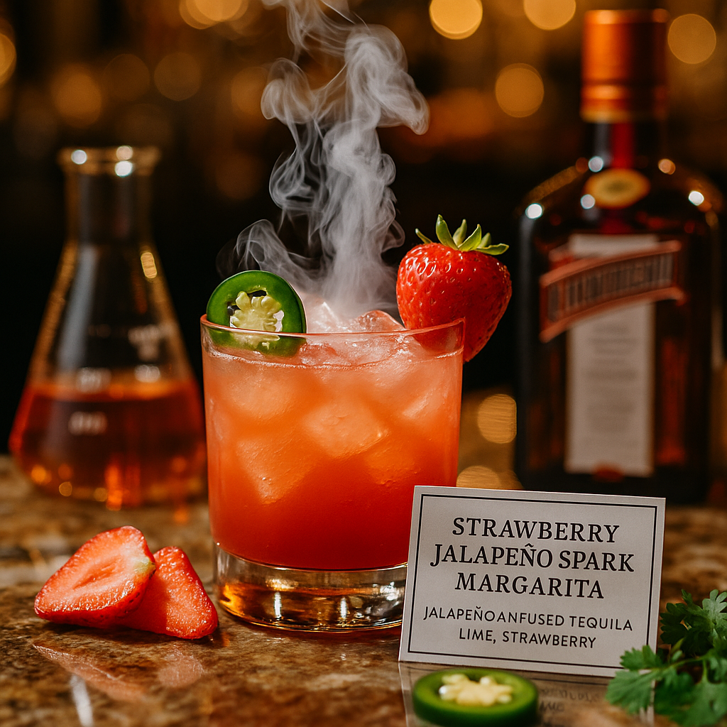 Strawberry Jalapeño Spark Margarita, Vibrant fusion of sweet, spicy ...