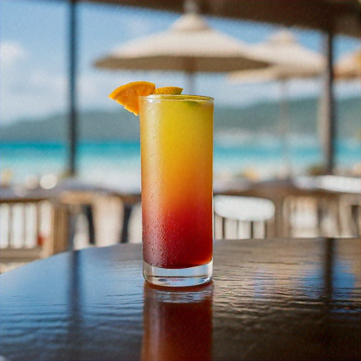 Sunrise Solstice Splash, Tropical summer cocktail with light rum and ...
