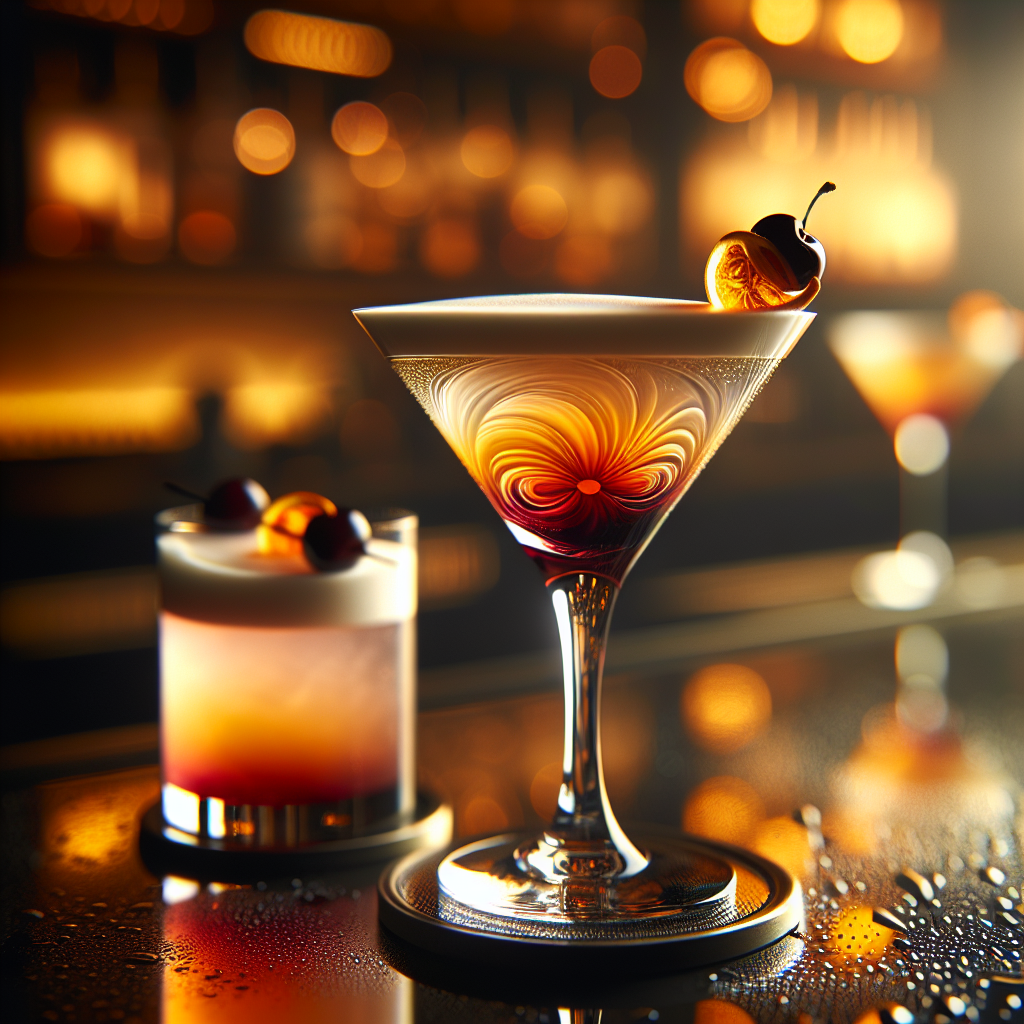 Sunset Elegance Martini, Sophisticated citrus-cherry martini with ...