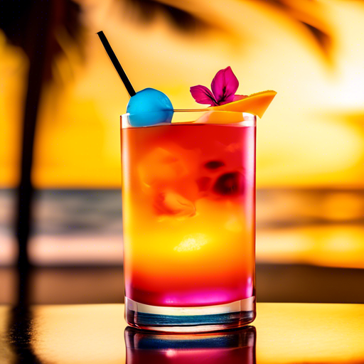 Sunset Elixir, Tropical sunset elixir with dark and white rum