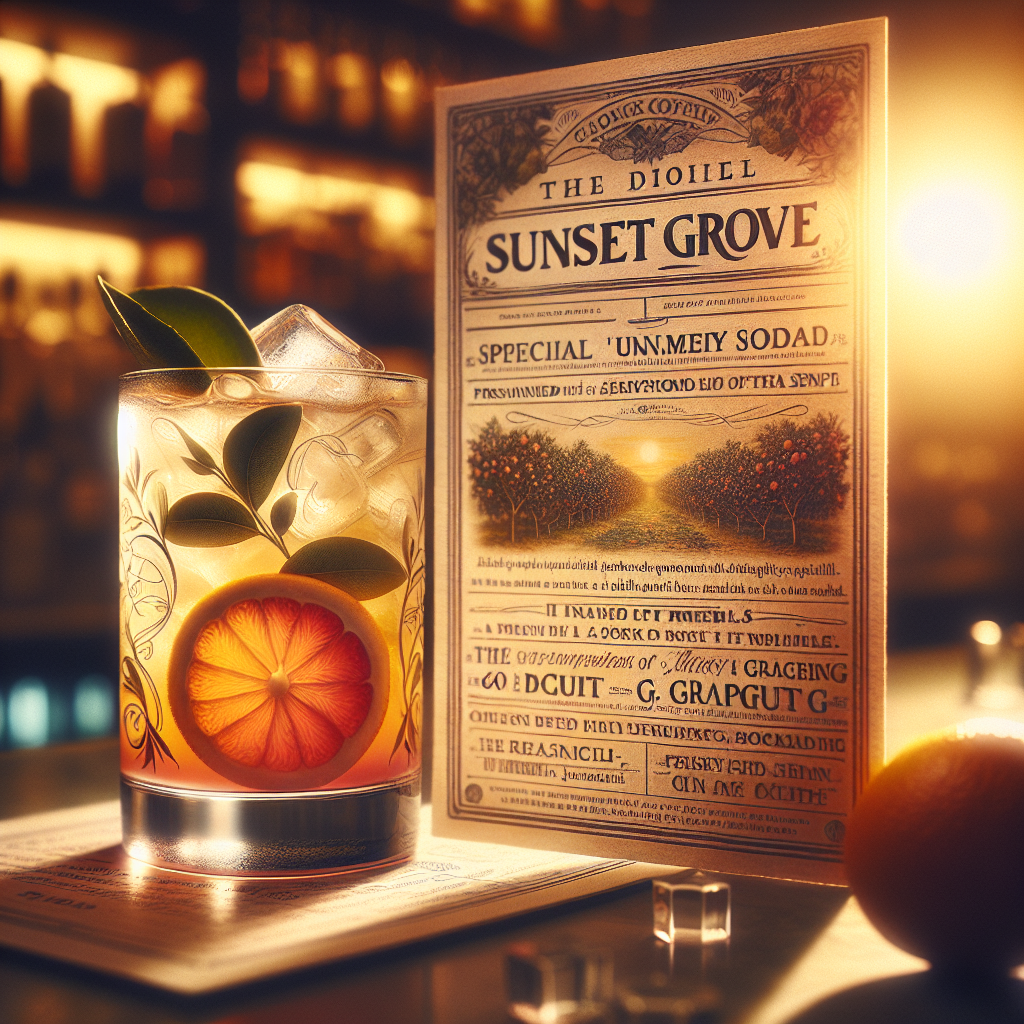 Sunset Grove, Refreshing cocktail capturing warm sunset essence