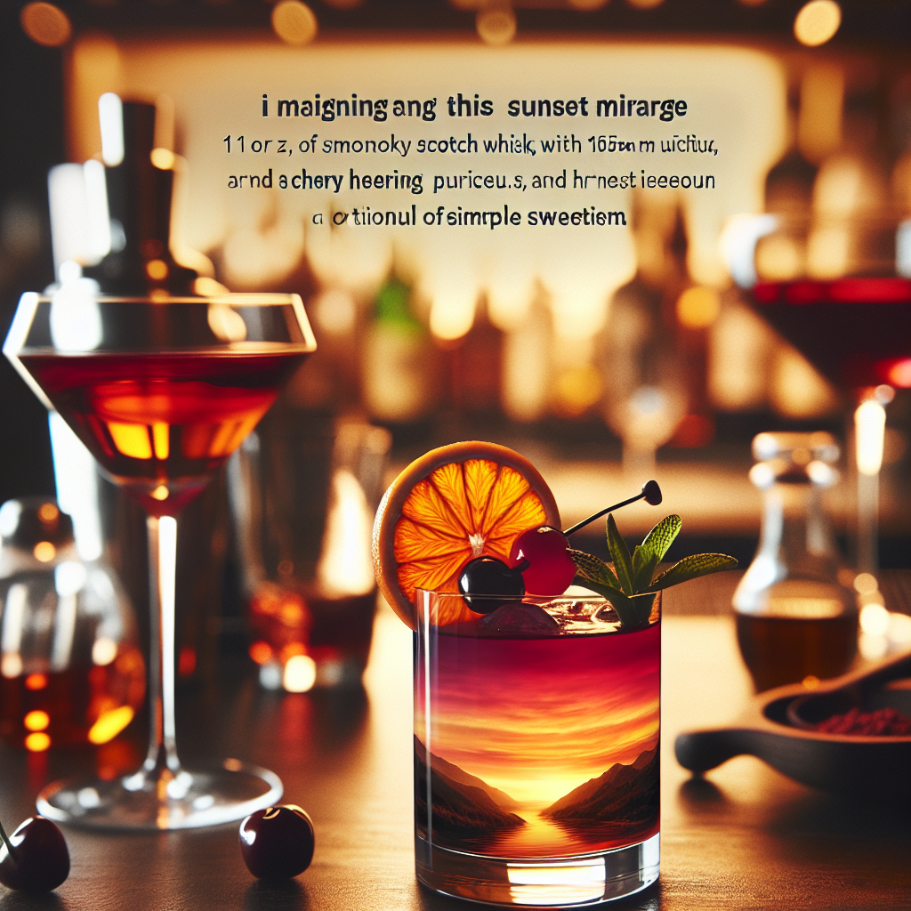 Sunset Mirage, Vibrant cocktail with Johnnie Walker Red Label, cherry ...