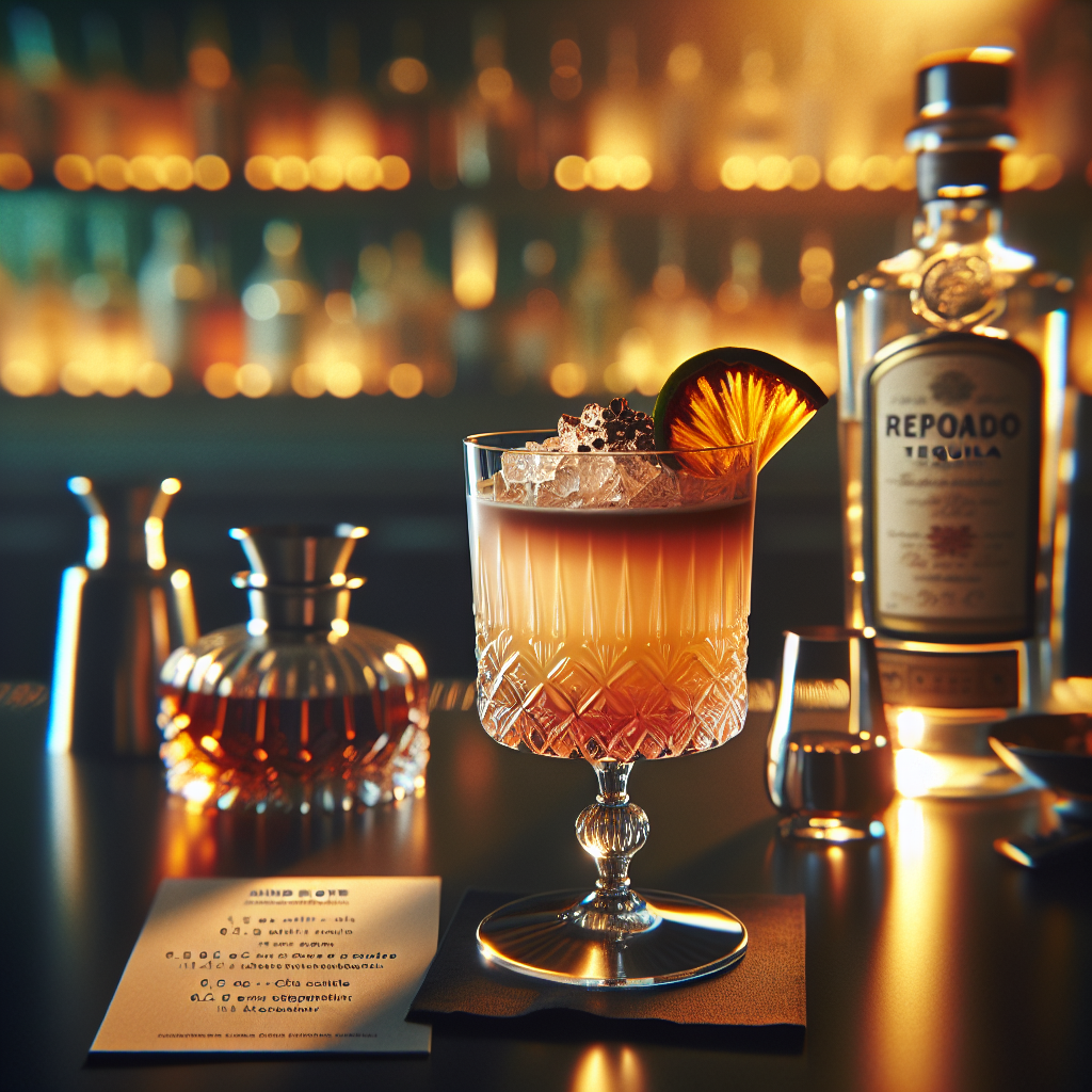 Sunset Mirage, Tequila, crème de cacao, Grand Marnier cocktail with ...