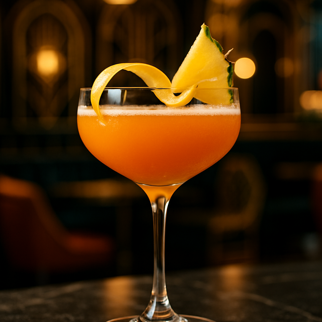 Sunset Reverie, Tropical tequila cocktail with falernum and bitters