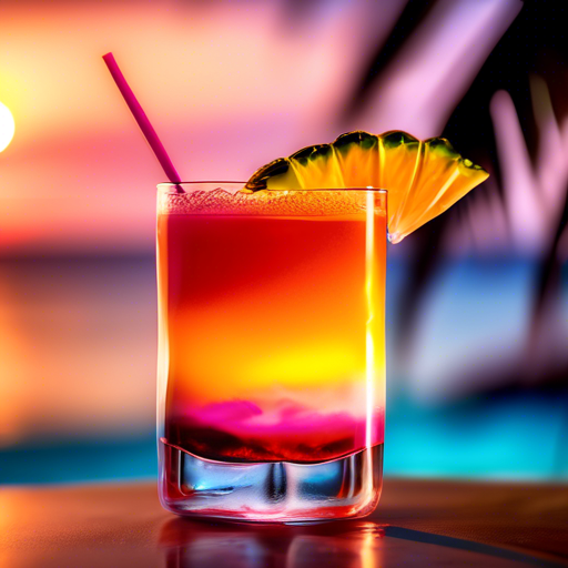Sunset Samba, Vibrant tropical cocktail with Bacardi and tequila