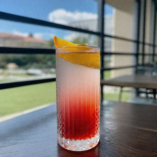 Sunset Serenity, Vibrant cocktail with gin, vodka, tonic, lemon ...