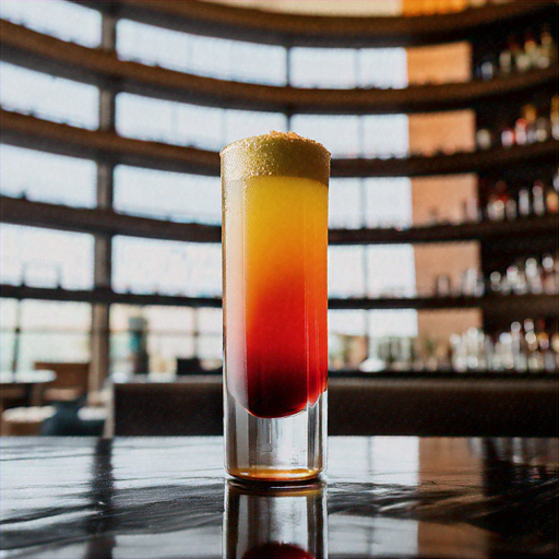 Sunset Smoke Shooter, mezcal-based shooter with smoky and tangy flavors