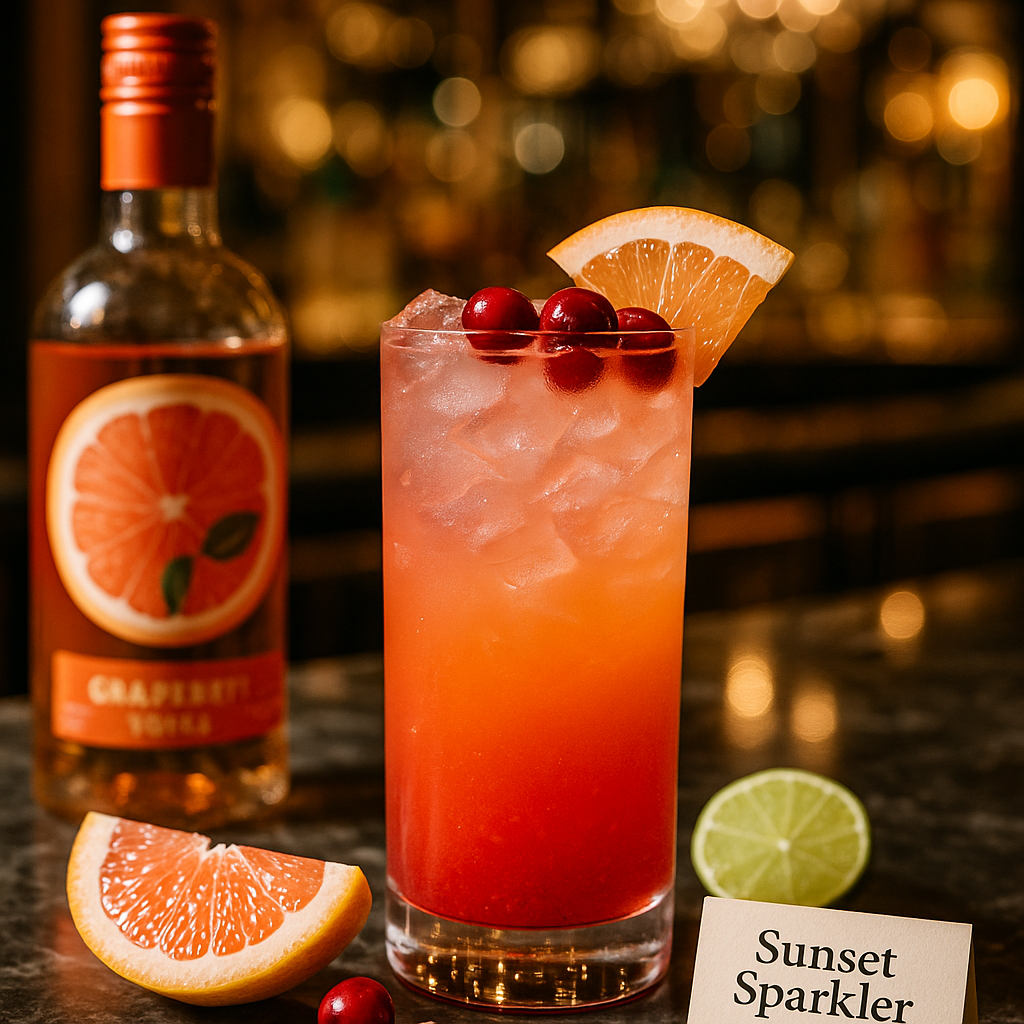 Sunset Sparkler, Refreshing cocktail with grapefruit, cranberry, lime ...