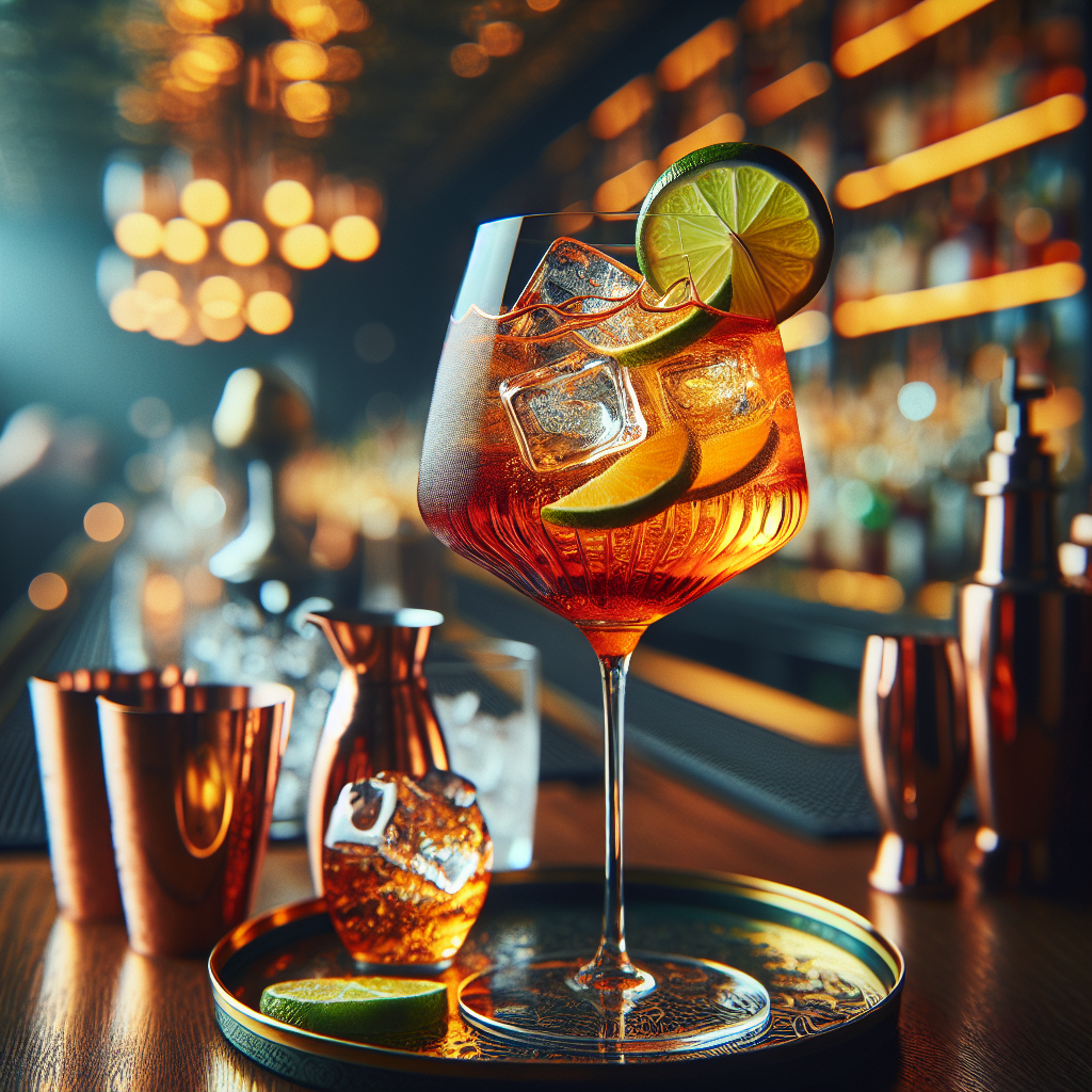 Sunset Spritz, Vibrant and refreshing cocktail capturing essence of sunset