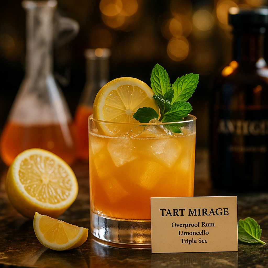 Tart Mirage, Sweet and sour cocktail with a powerful punch