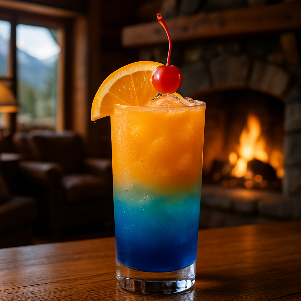 Thunder Clash, Vibrant blue and orange cocktail inspired by Oklahoma ...