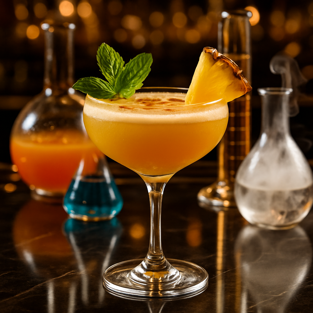 Tropical Elixir, Tropical elixir with pineapple, passion fruit, and aged rum