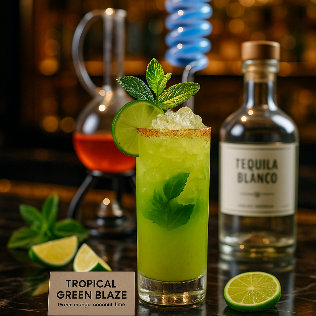 Tropical Green Blaze, Exotic tropical cocktail with green mango ...
