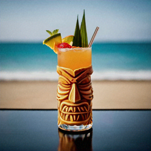 Tropical Heat Wave, Bright and spicy tiki cocktail with exotic flavors