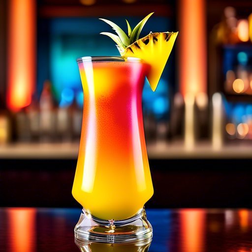 Tropical Heatwave Delight, Vibrant, refreshing cocktail with pineapple, mango, and habanero ...