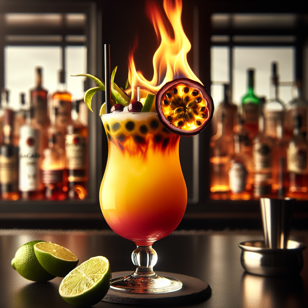 Tropical Inferno, Bold cocktail with Bacardi 151 and tropical flavors