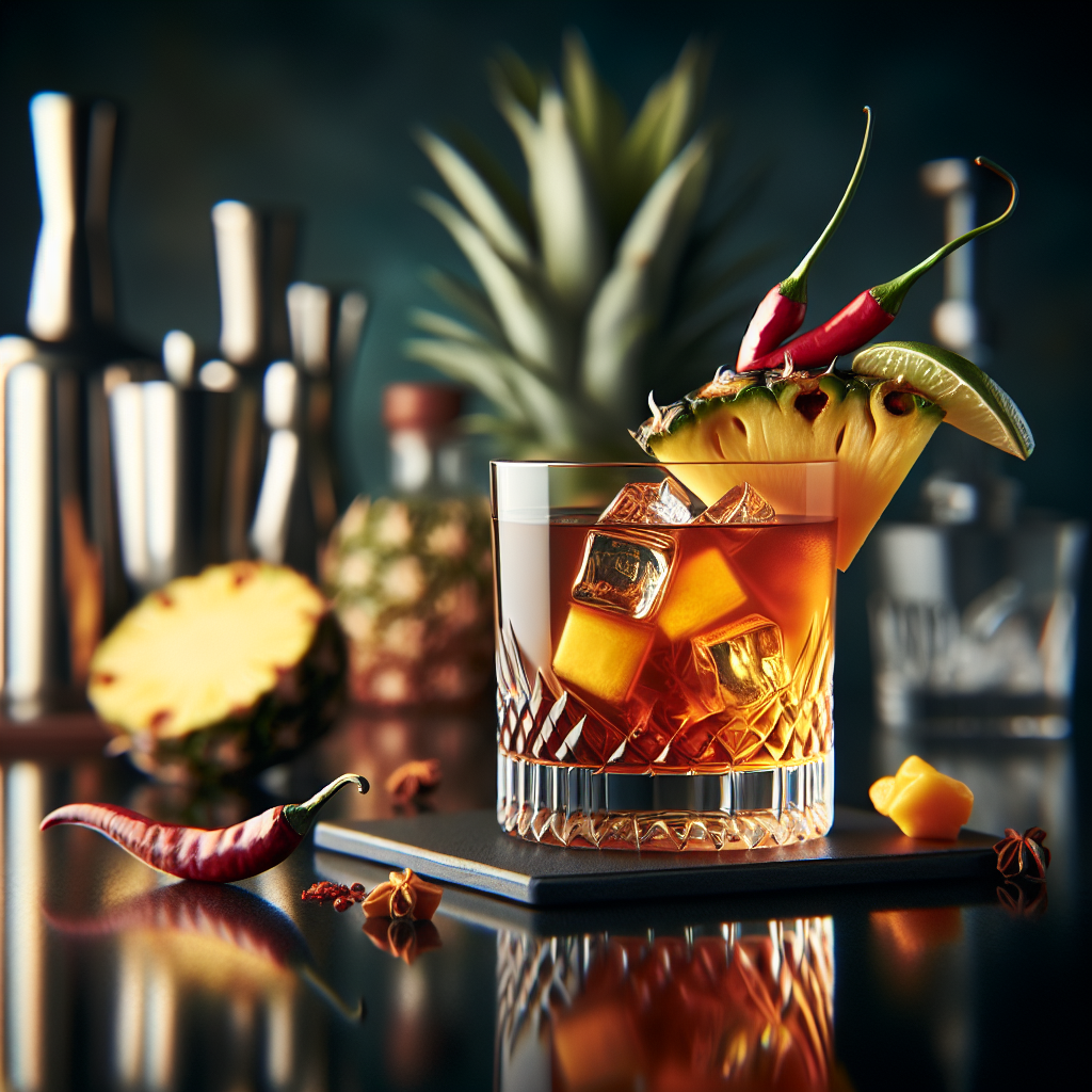 Tropical Inferno, Bold tropical cocktail with sweet and spicy notes