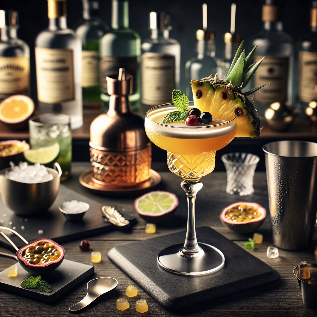 Tropical Solstice, Vibrant tropical cocktail with vodka and exotic ...