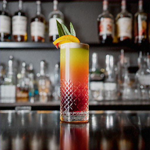 Tropical Spice Voyage, Tart and tantalizing cocktail with bold flavors
