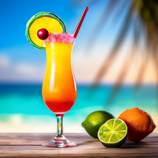 Tropical Sunset Delight, Vibrant, refreshing mocktail with tropical ...