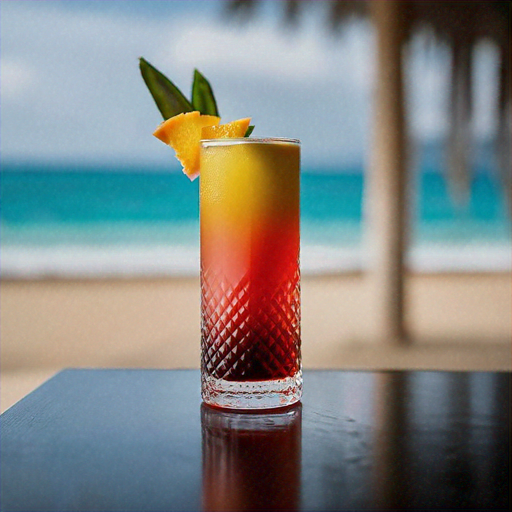 Tropical Sunset Elixir, Enchanting tropical sunset elixir with dark rum ...